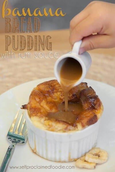 Banana Bread Pudding with Rum Sauce - Self Proclaimed Foodie