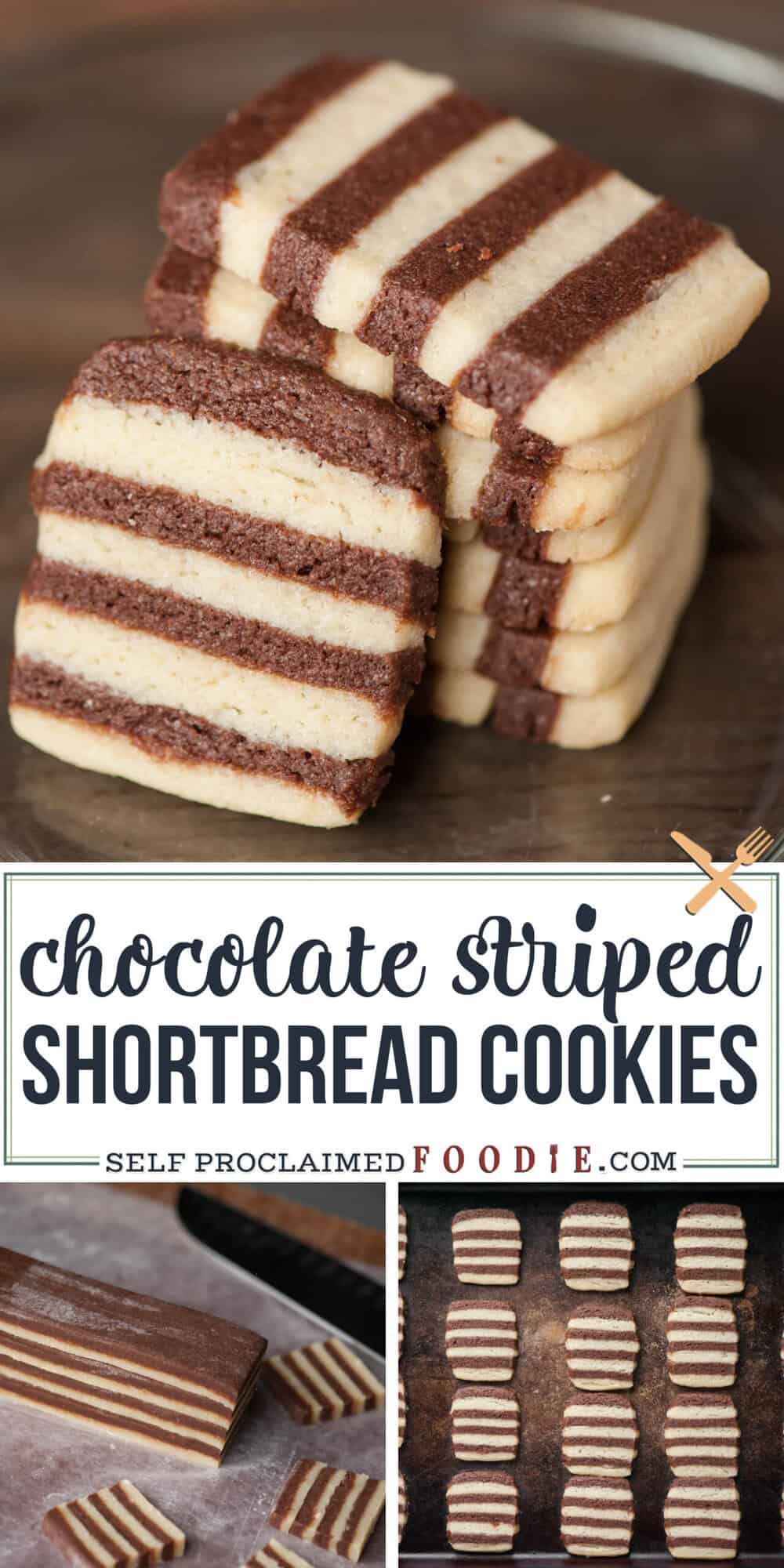 Chocolate Striped Shortbread Cookies - Self Proclaimed Foodie