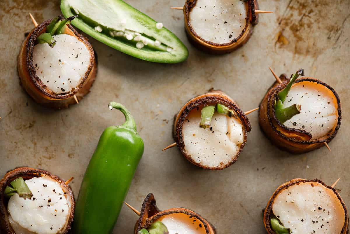 Jalapeño Bacon Wrapped Scallops - Self Proclaimed Foodie