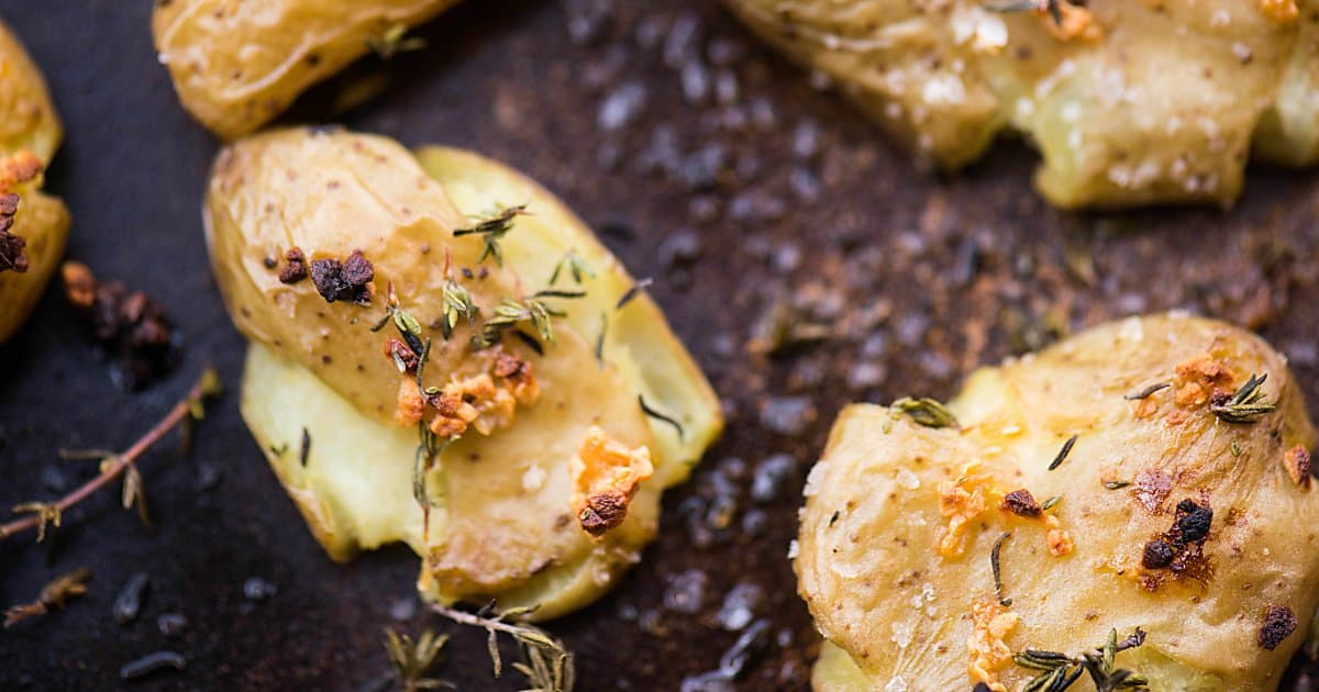 Bite Sized Smashed Potatoes - Self Proclaimed Foodie