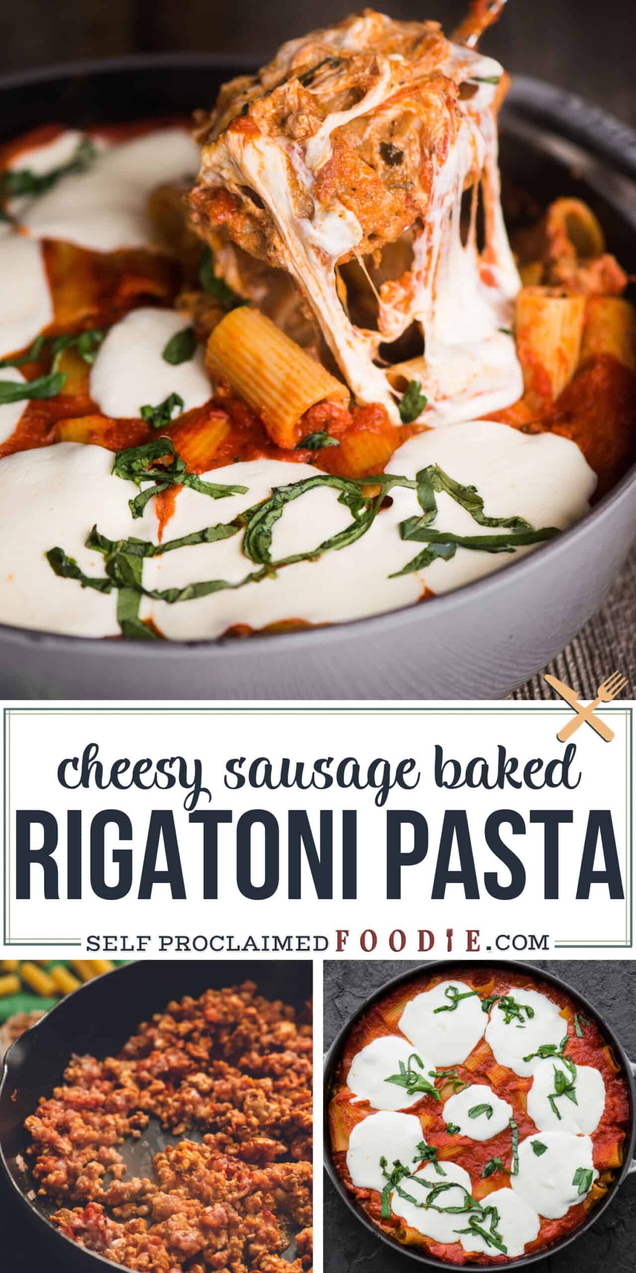 Cheesy Baked Rigatoni Pasta - Self Proclaimed Foodie
