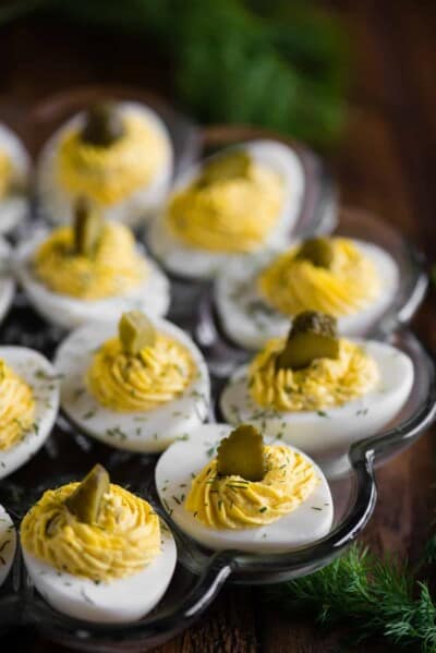 Dill Pickle Deviled Eggs - Self Proclaimed Foodie