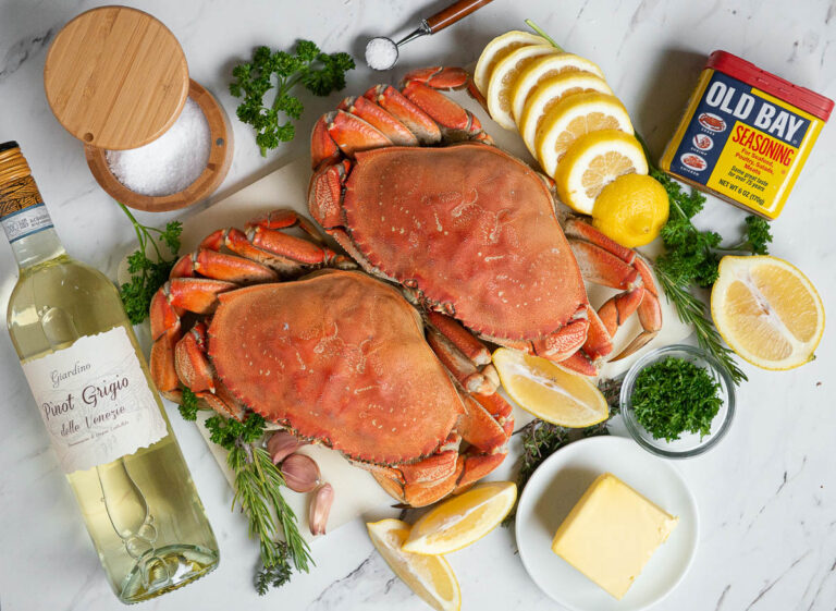 Steamed Dungeness Crab Legs with Garlic Herb Butter