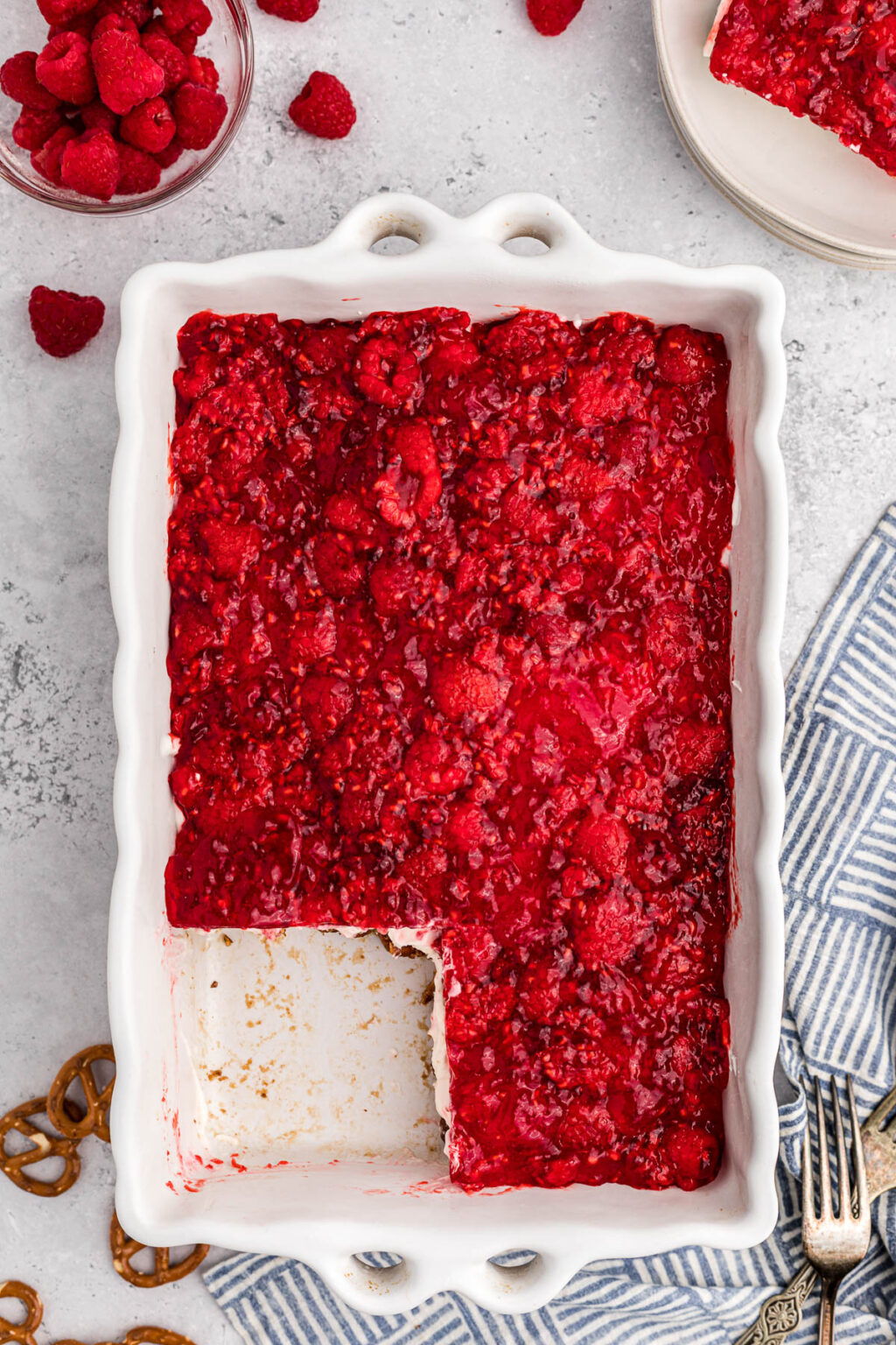 Raspberry Pretzel Salad - Self Proclaimed Foodie