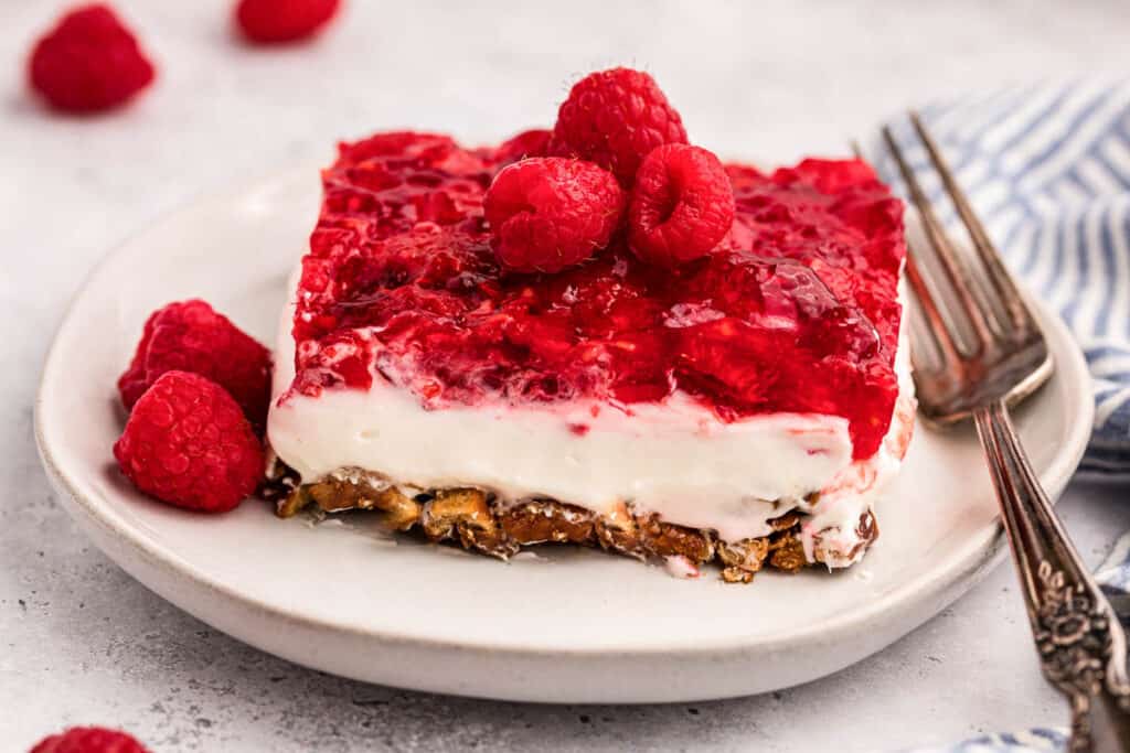 Raspberry Pretzel Salad (without Cool Whip)