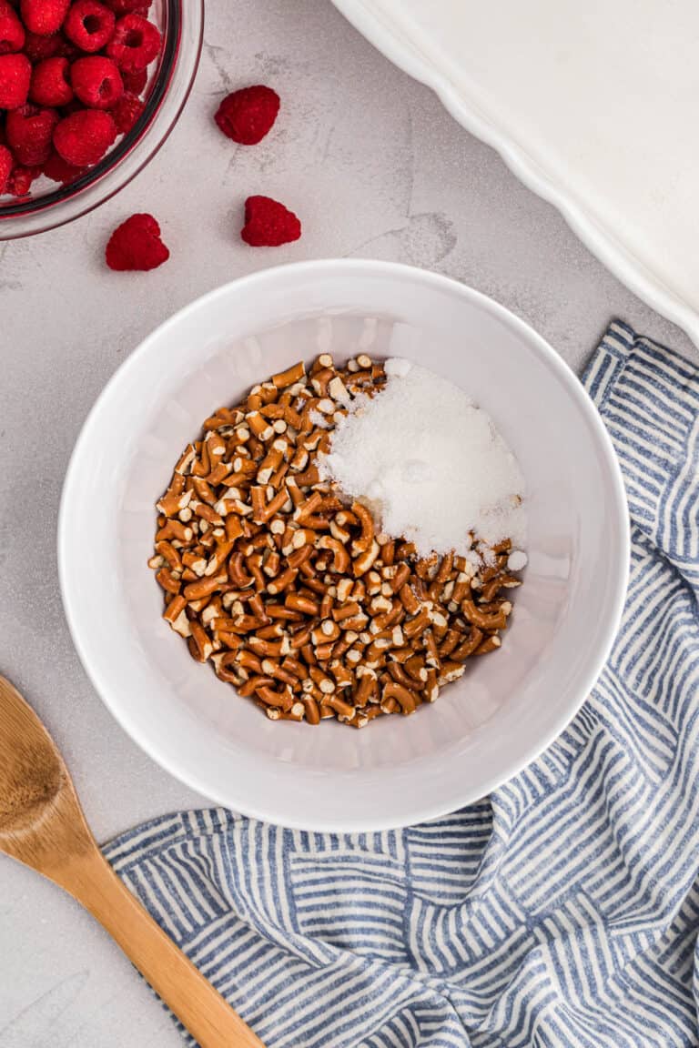 Raspberry Pretzel Salad - Self Proclaimed Foodie