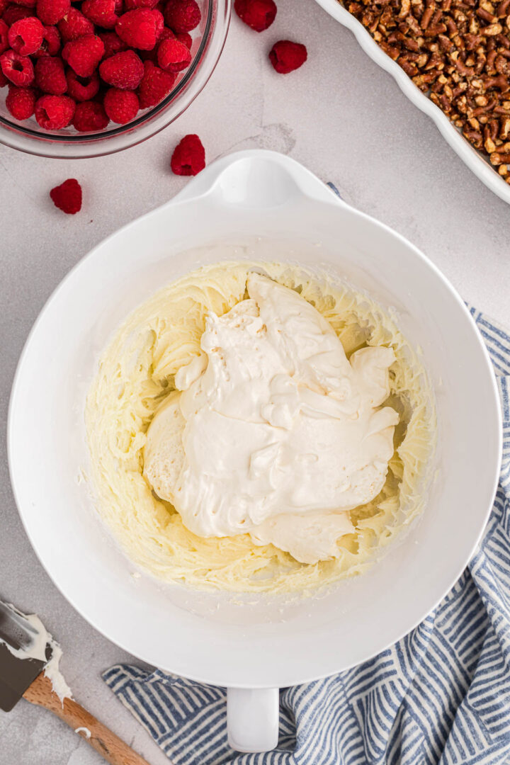 Raspberry Pretzel Salad - Self Proclaimed Foodie