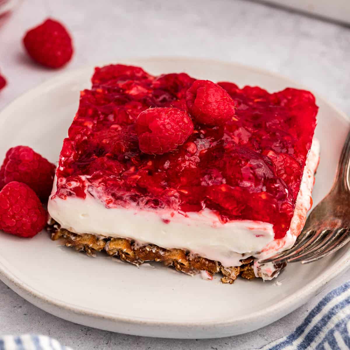 Raspberry Pretzel Salad - Self Proclaimed Foodie