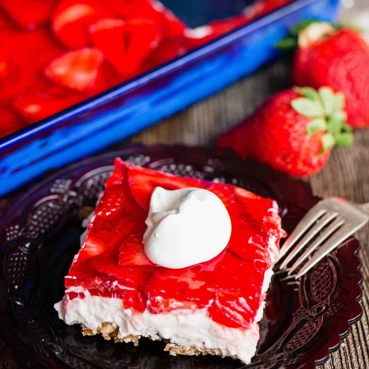 Strawberry Pretzel Salad - Self Proclaimed Foodie